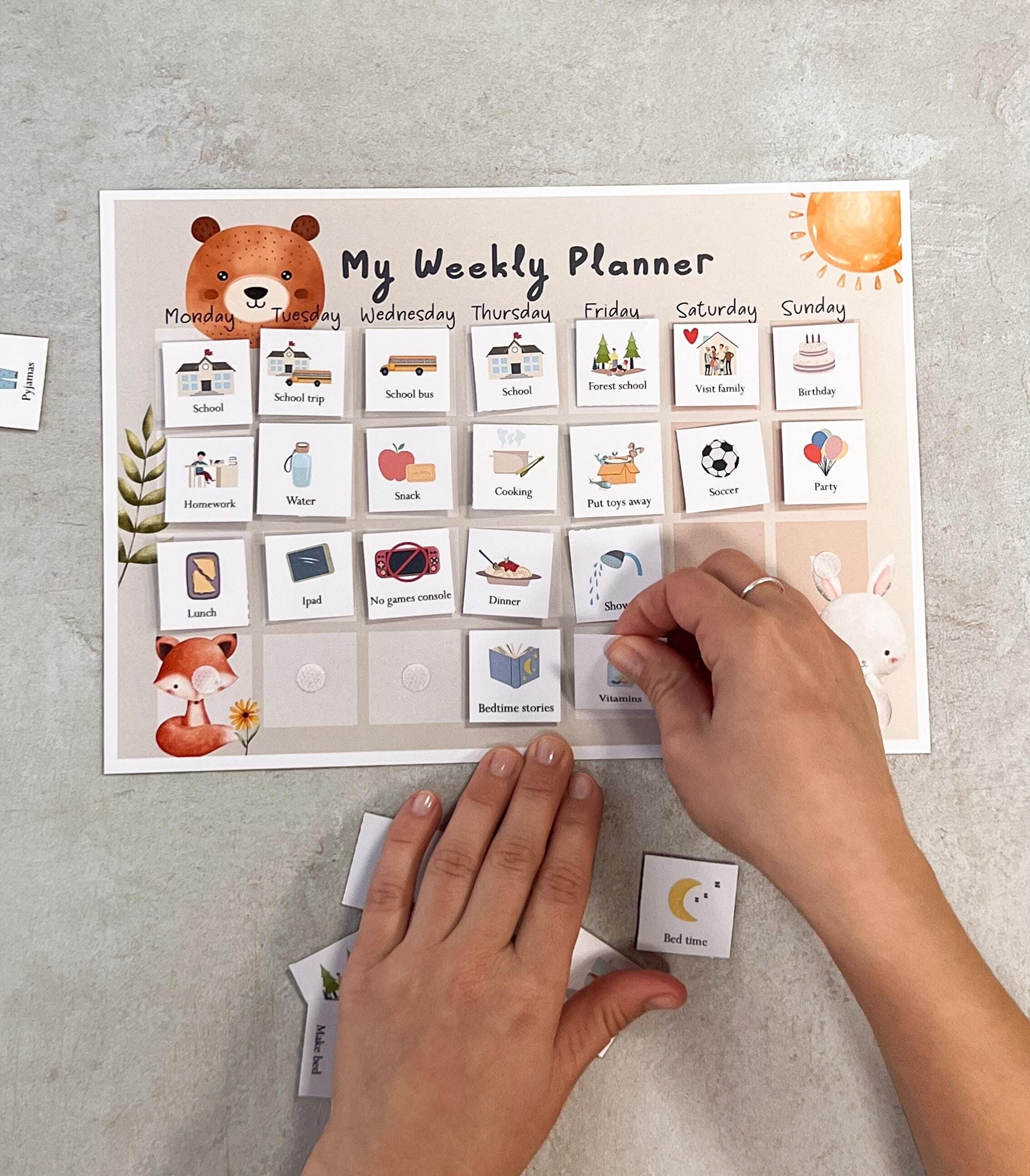 Weekly Planner Visual Chart for Kids Routine Cards Visual Calendar ...