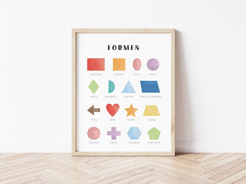 German Shapes Poster German Preschool Worksheets Printable Geometric ...