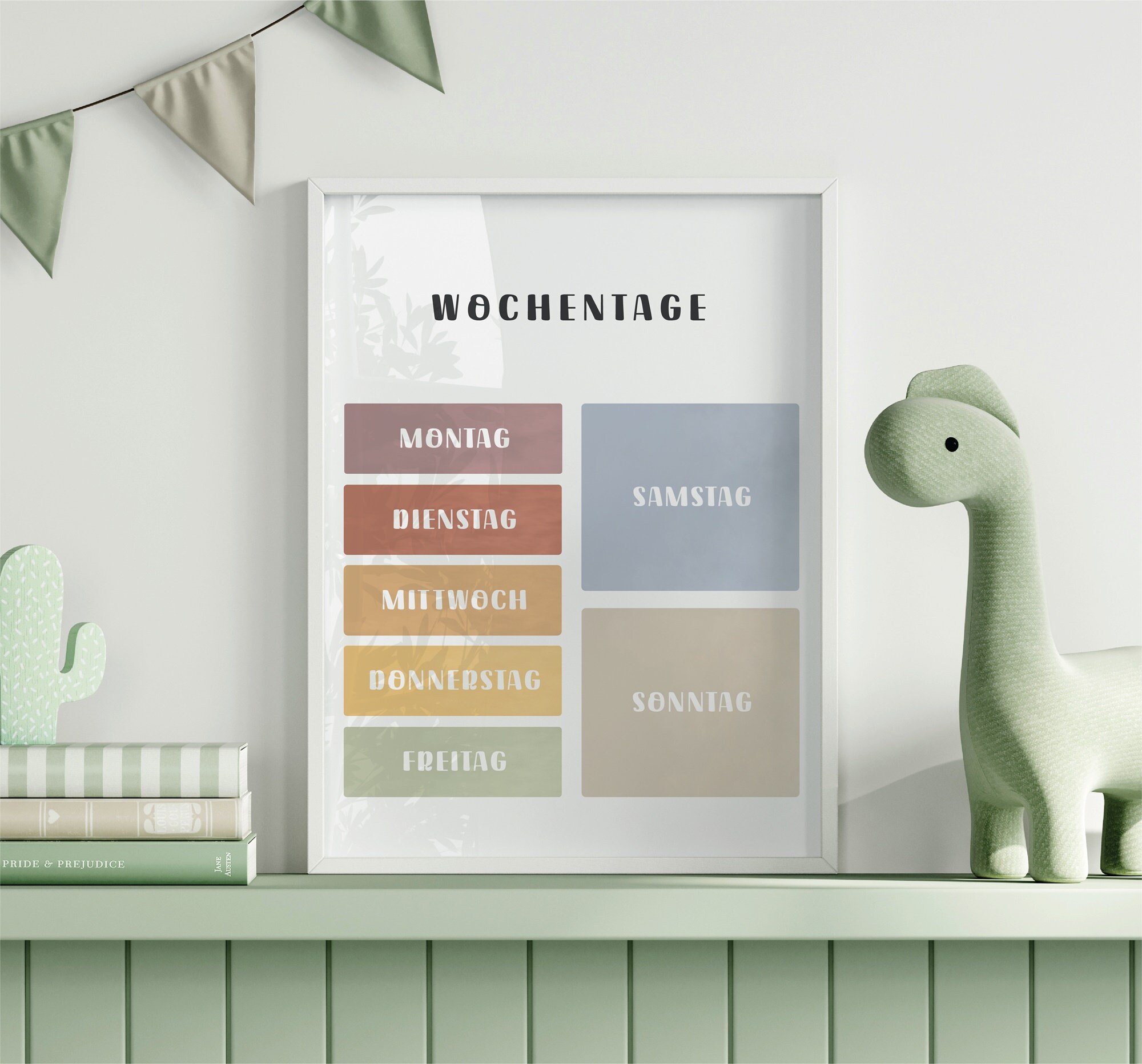 Days of the Week Chart in German Poster German for Kids Montessori ...