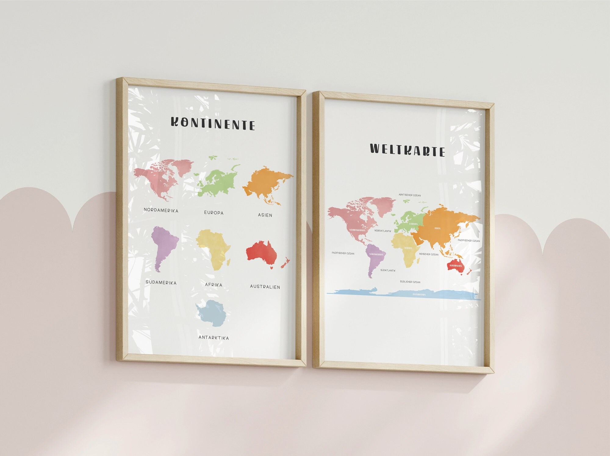 Continents Poster World Map Wall Art Nursery World Map Print Montessori ...