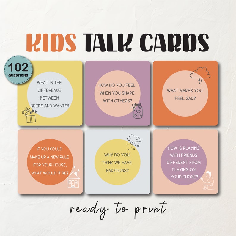 Kids Communication Cards Kids Therapy Notes Talk Family Conversation ...