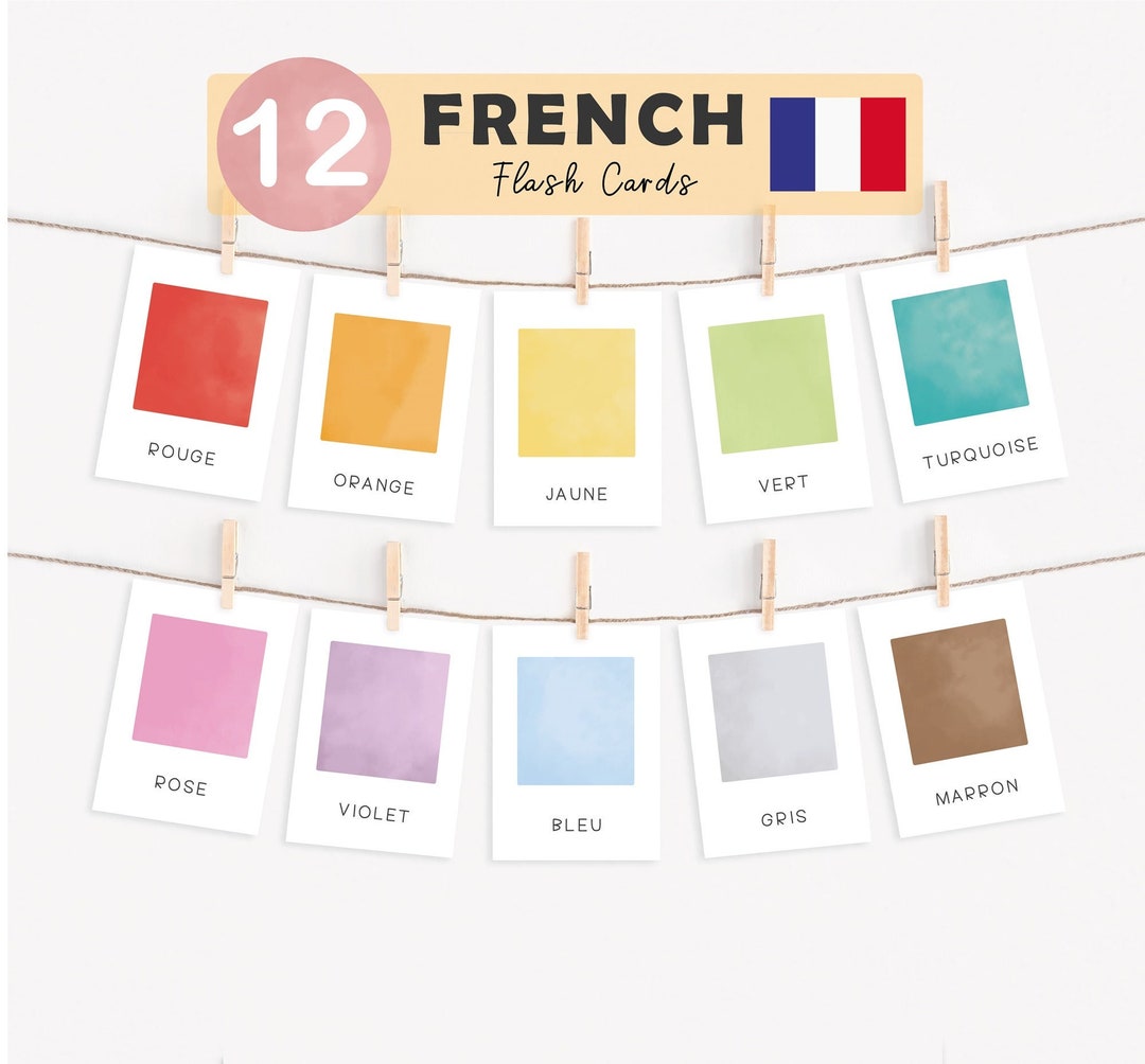 French Colors Flashcards Colours in French Language Learning Colors ...