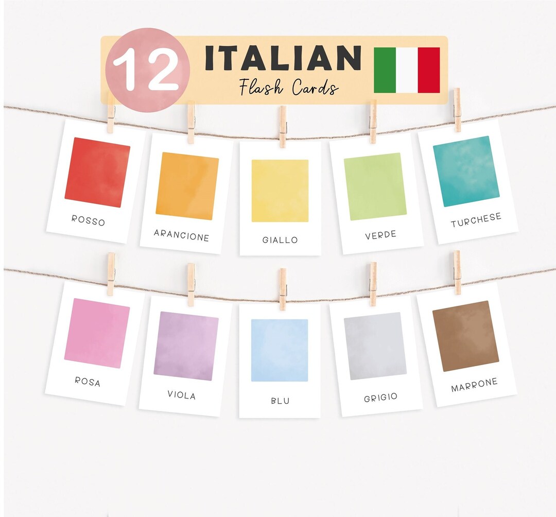 Italian Colors Flashcards for Kids Flashcards Italian Language Italian ...