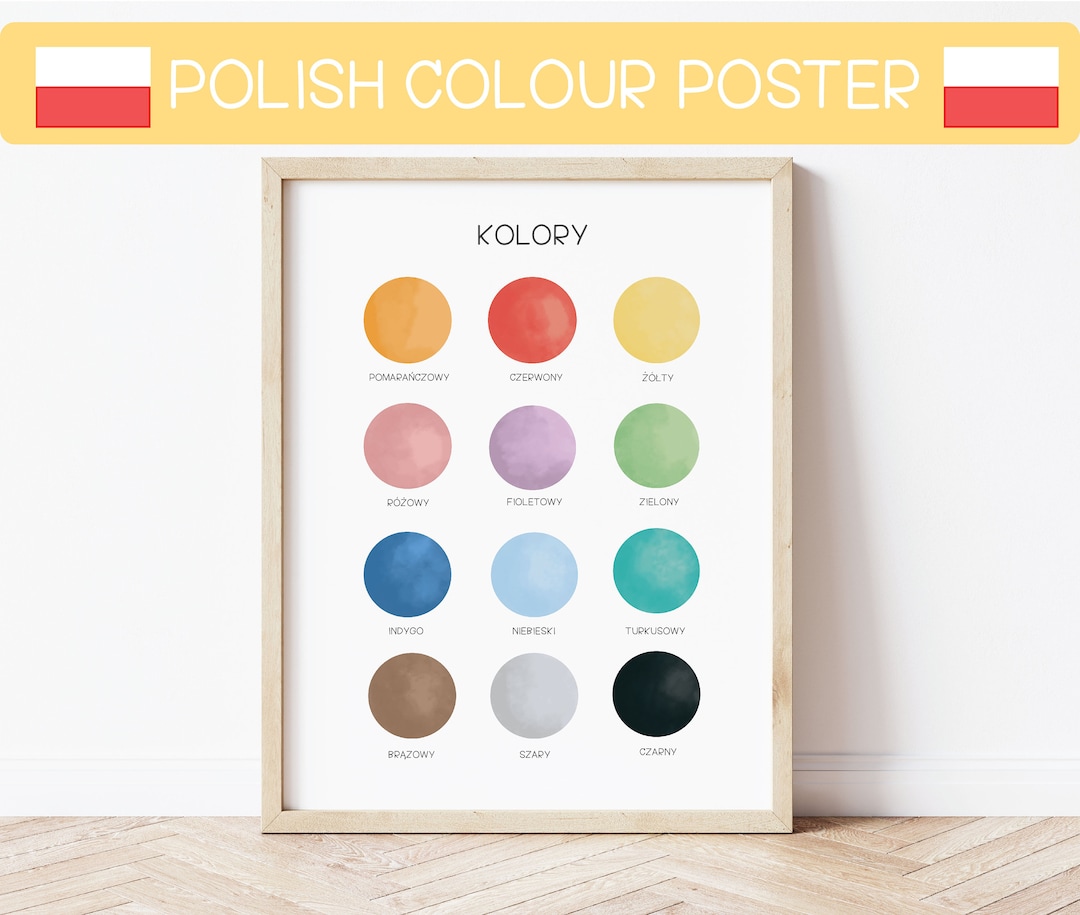 Polish Poster Colours Chart Rainbow, Playroom Poster, Polish School ...