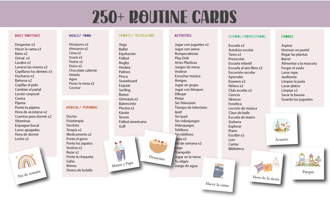 Spanish Flip Chart Routine Chart Chore Chart Routine Cards Spanish ...