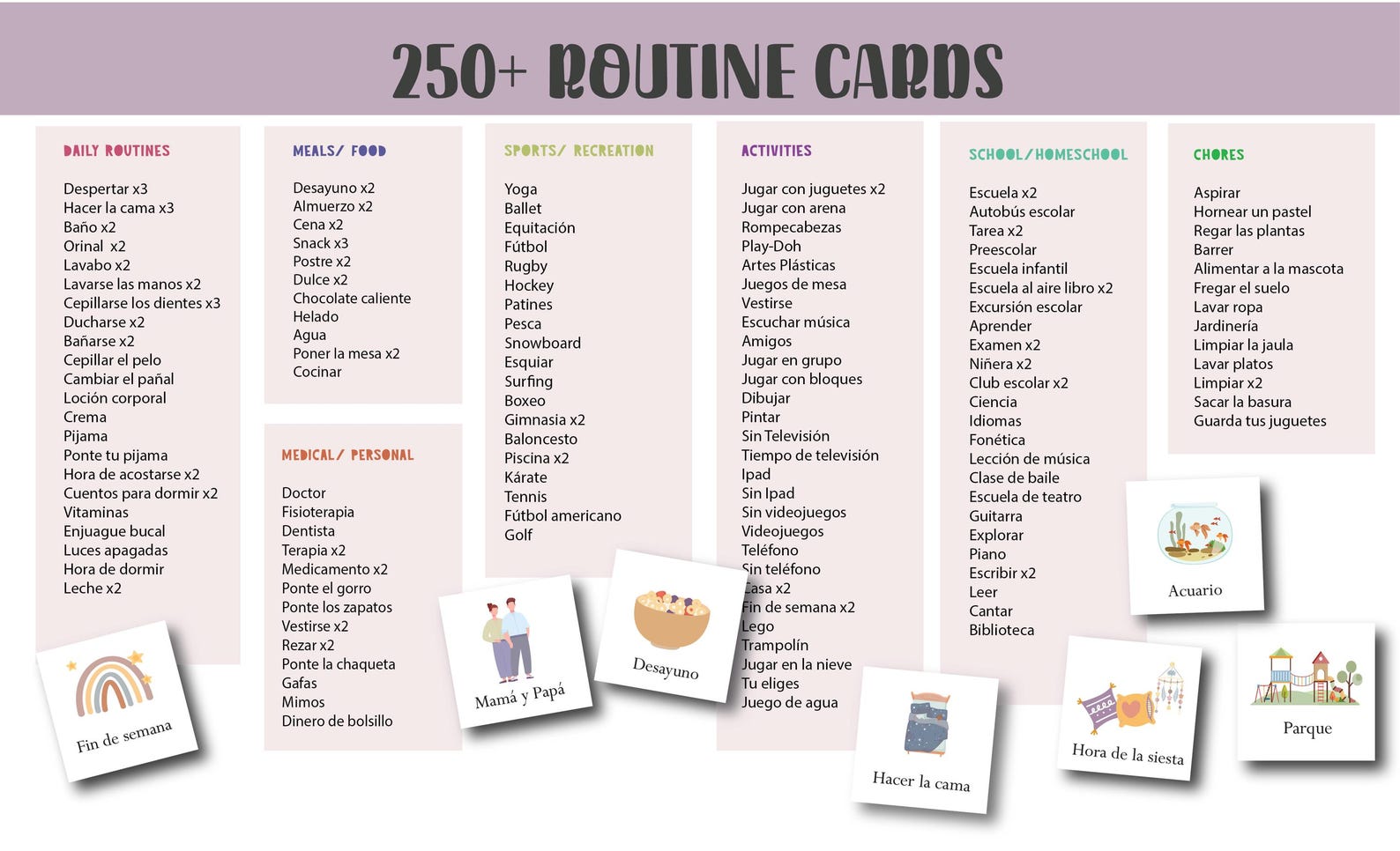 Spanish Flip Chart Routine Chart Chore Chart Routine Cards Spanish ...