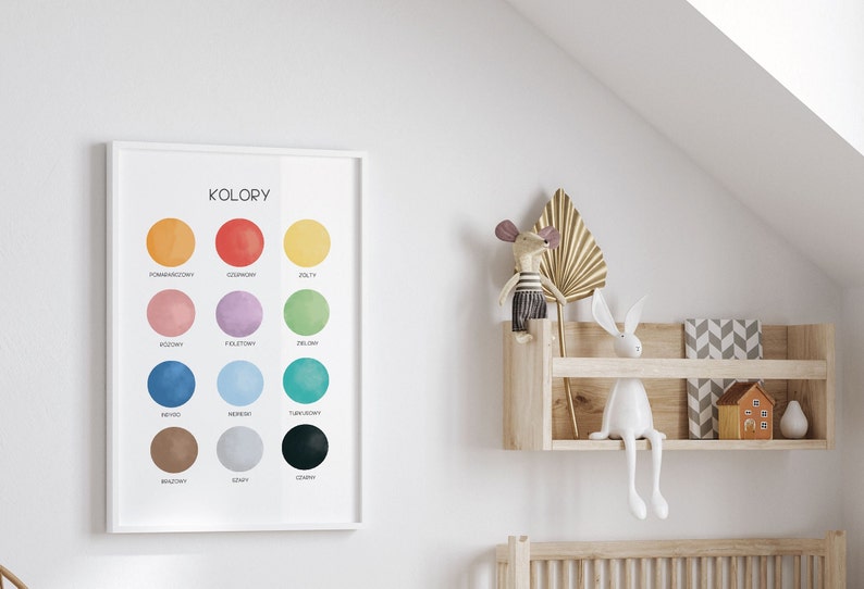 Polish Poster Colours Chart Rainbow, Playroom Poster, Polish School ...