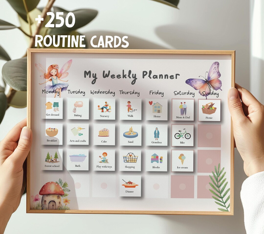 Kids Visual Planner Routine Cards Chore Chart Schedule for Kids Weekly ...