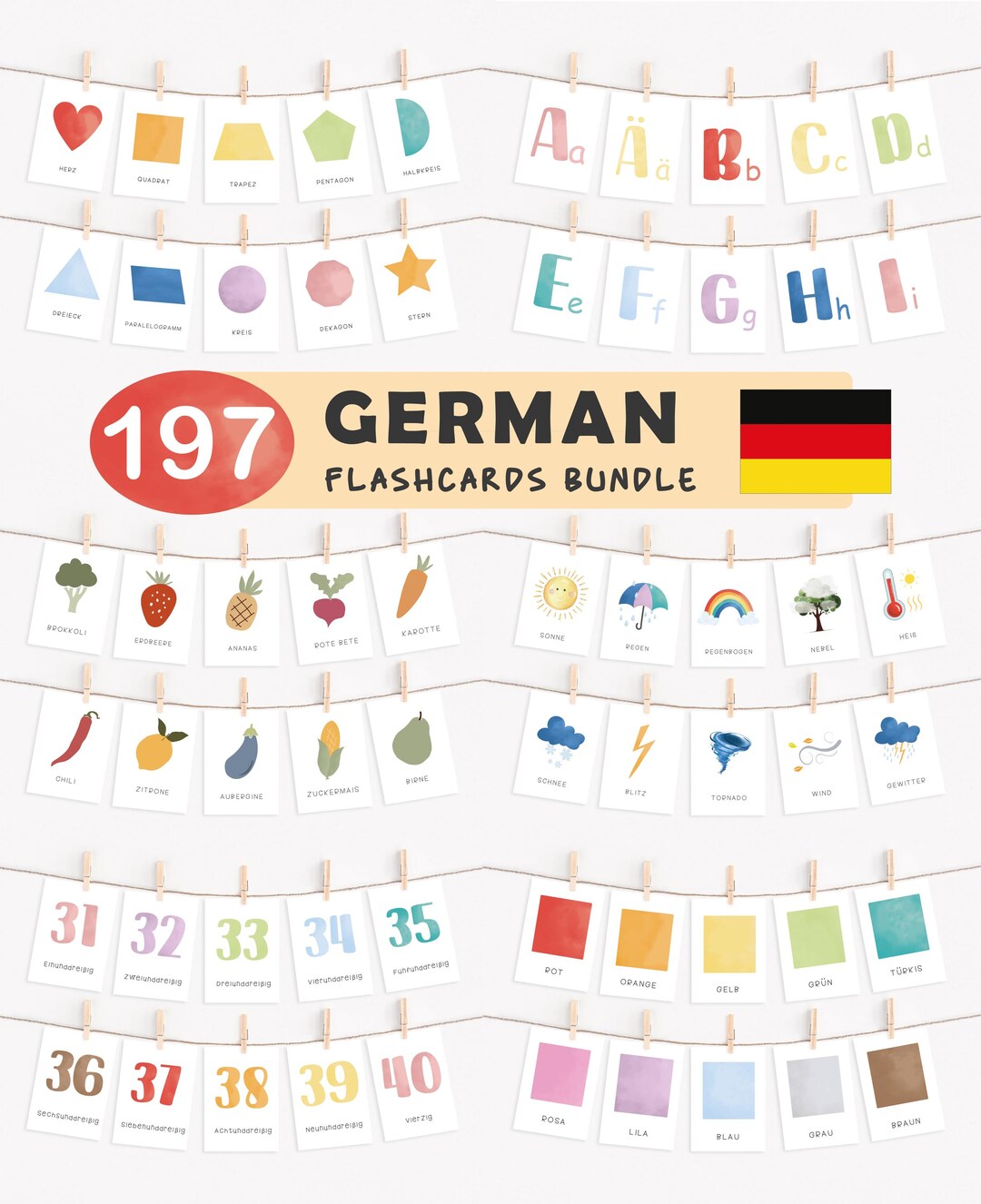 German Flashcards for Kids Printable Deutsch Montessori Deutsch ...
