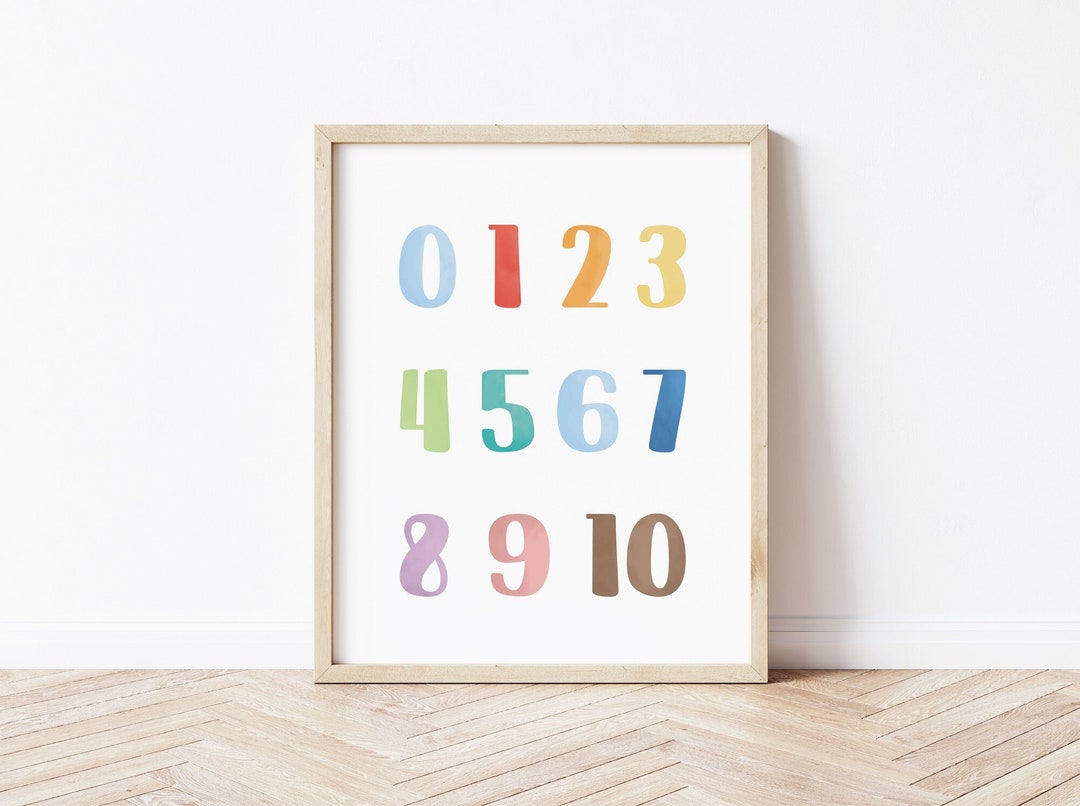 Numbers Poster Numbers Nursery Wall Art Preschool Counting Numbers ...