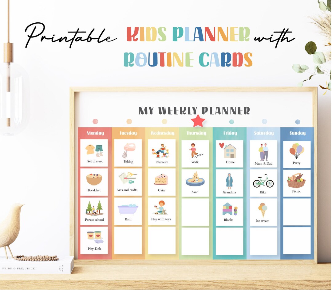 Weekly Planner Kids Visual Timetable Routine Cards Autism Visual ...
