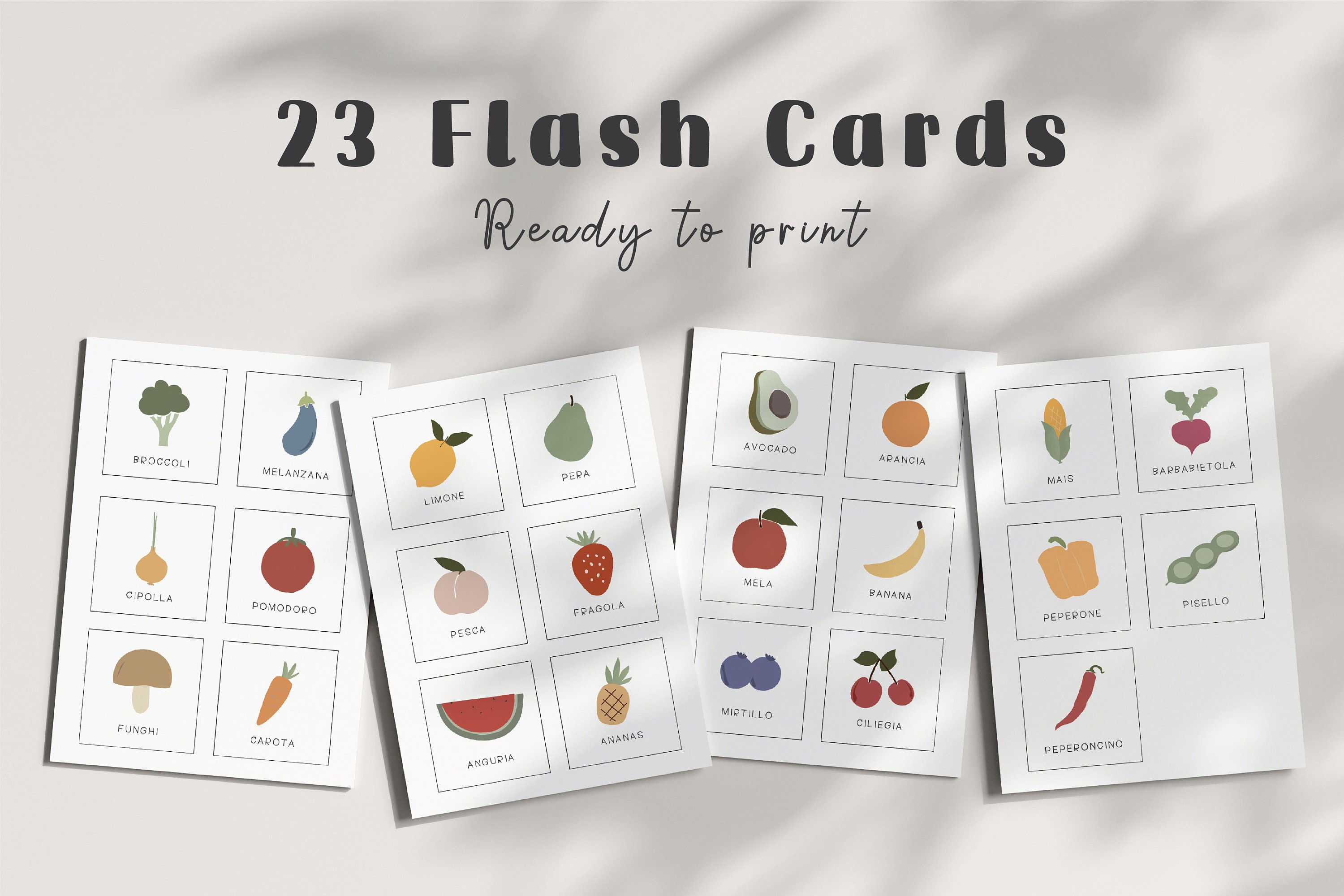 Italian Fruits Vegetables Flashcards Italian Language Italian Teacher ...