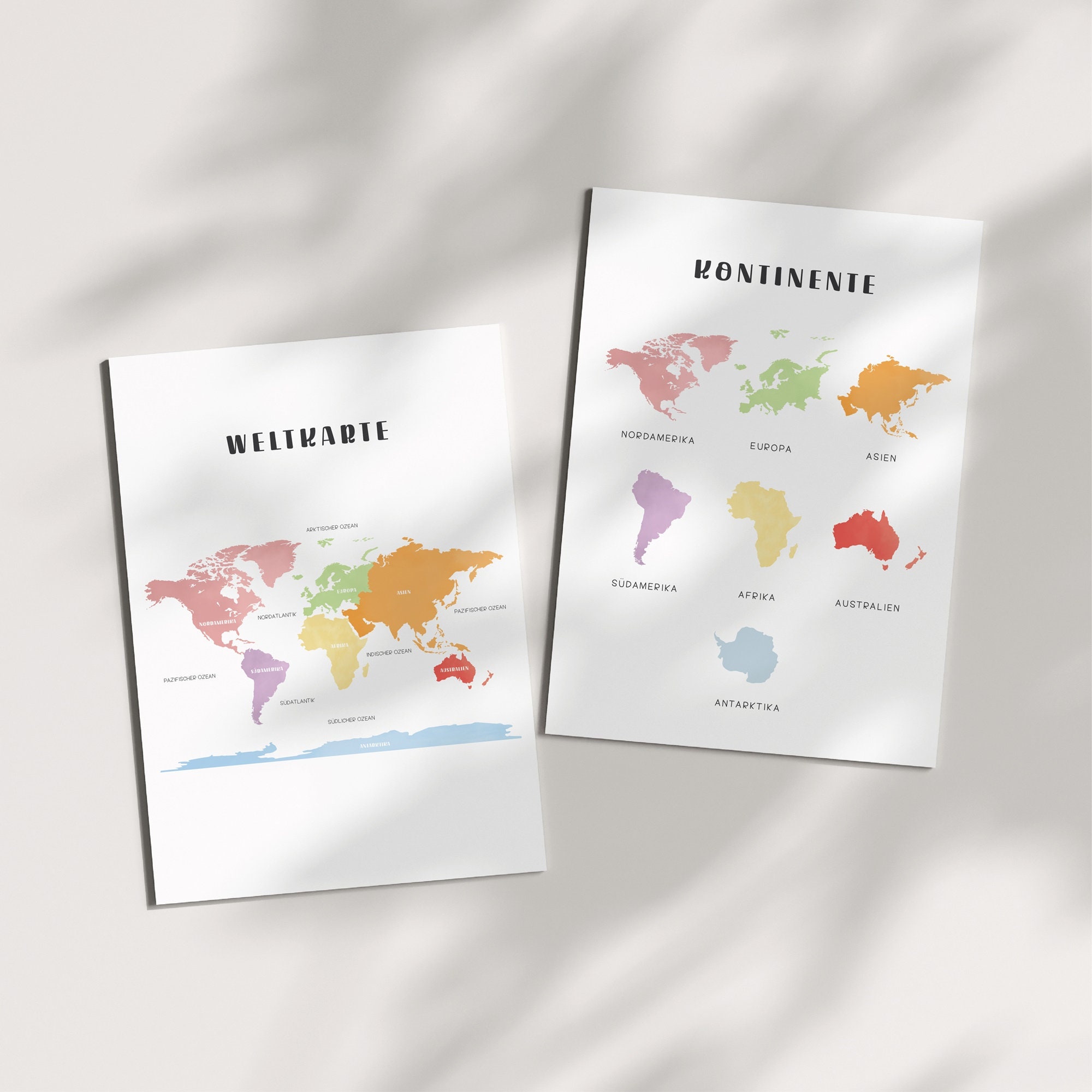 Continents Poster World Map Wall Art Nursery World Map Print Montessori ...