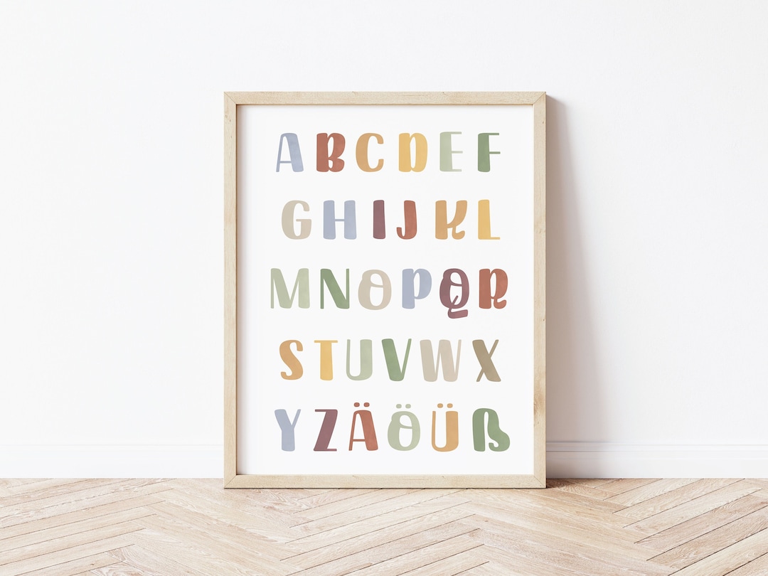 German Alphabet Poster Learning German Language Print German Flashcards ...