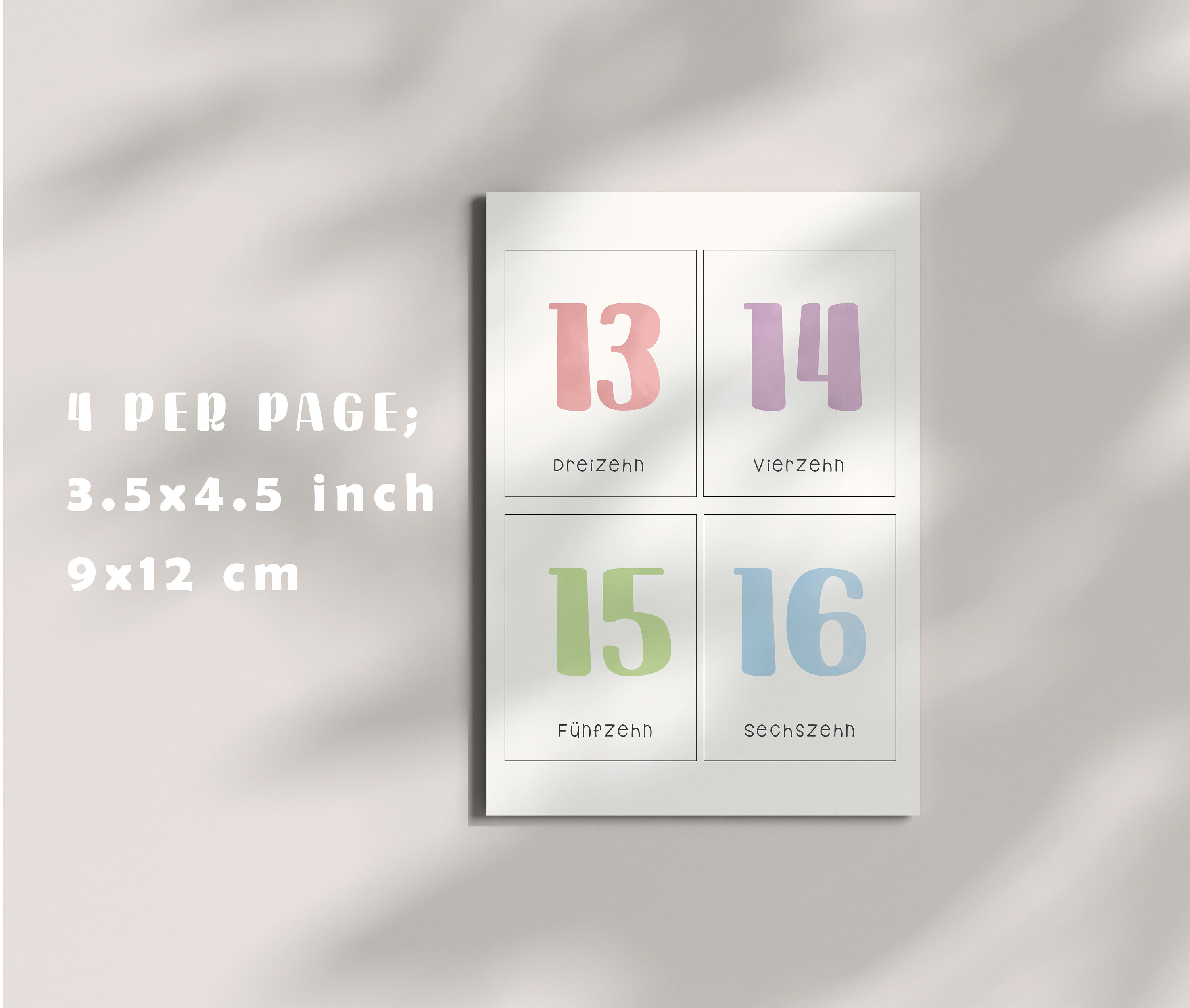 Numbers Flash Cards Poster German Education Montessori Home School ...