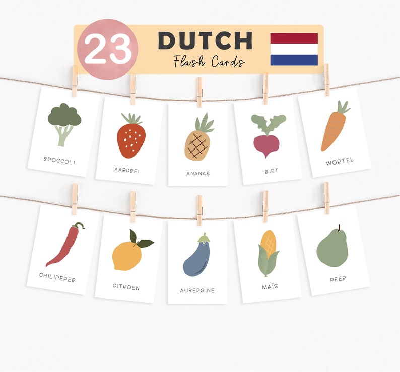 Dutch Flashcards – Printable Bilingual Fruits & Vegetables Cards for ...