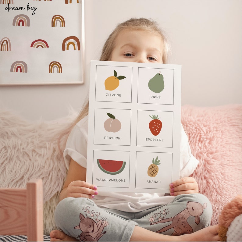 German Flashcards Fruits Print Vegetables Poster German Language German ...