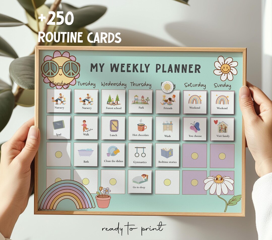Kids Weekly Planner Kids Schedule Children Daily Routine Calendar Kids ...