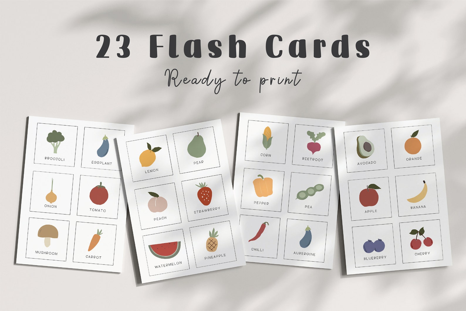 Fruits Flashcards for Kids Flashcards Vegetables Print Toddler ...