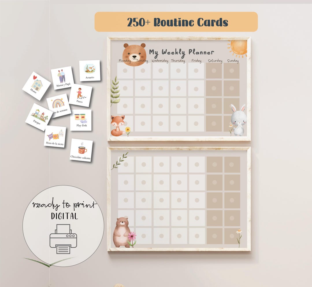 Weekly Planner Visual Chart for Kids Routine Cards Visual Calendar ...