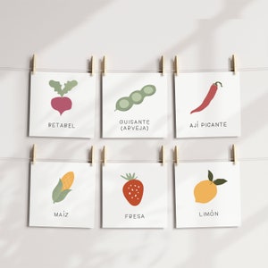 Spanish Fruit and Vegetables Printable Flashcards for Kids Spanish ...
