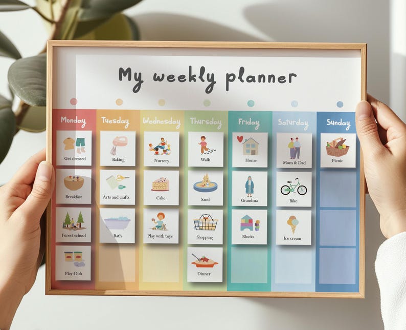 Weekly Schedule Kids Visual Planner Routine Cards Visual Calendar ...