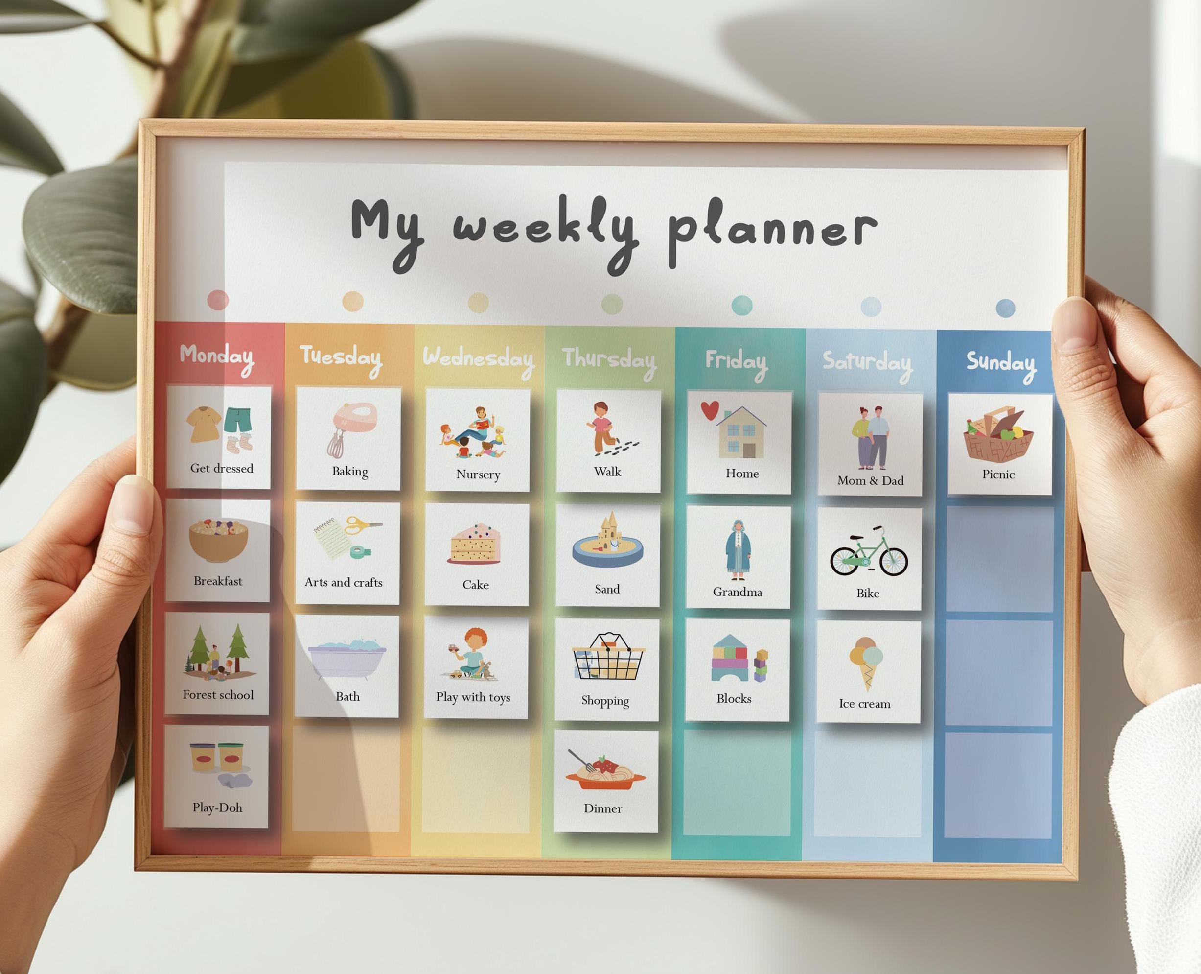Weekly Schedule Kids Visual Planner Routine Cards Visual Calendar ...