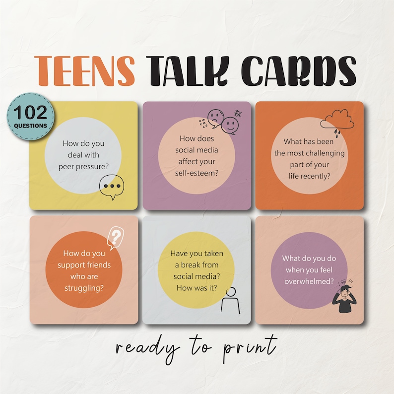 Teens Communication Cards Teen Therapy Notes Social Media Addiction ...