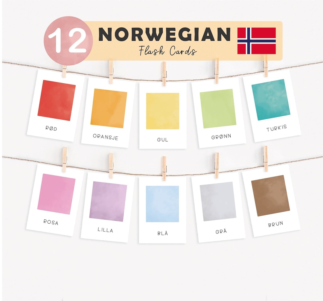 Norwegian Colors in Norwegian Flashcards Learning Norwegian Language ...