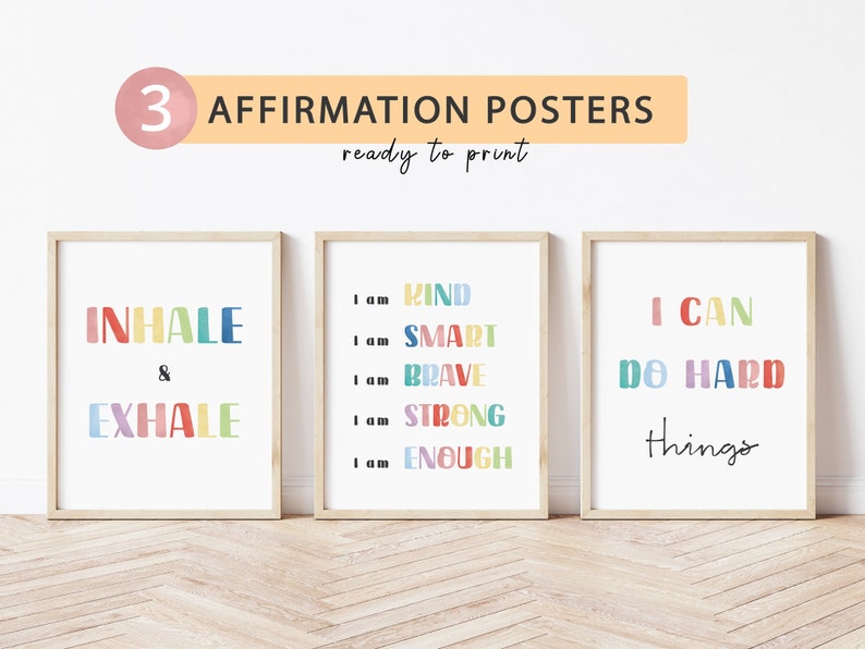 Positive Affirmations for Kids Motivational Poster Homeschool Prints ...