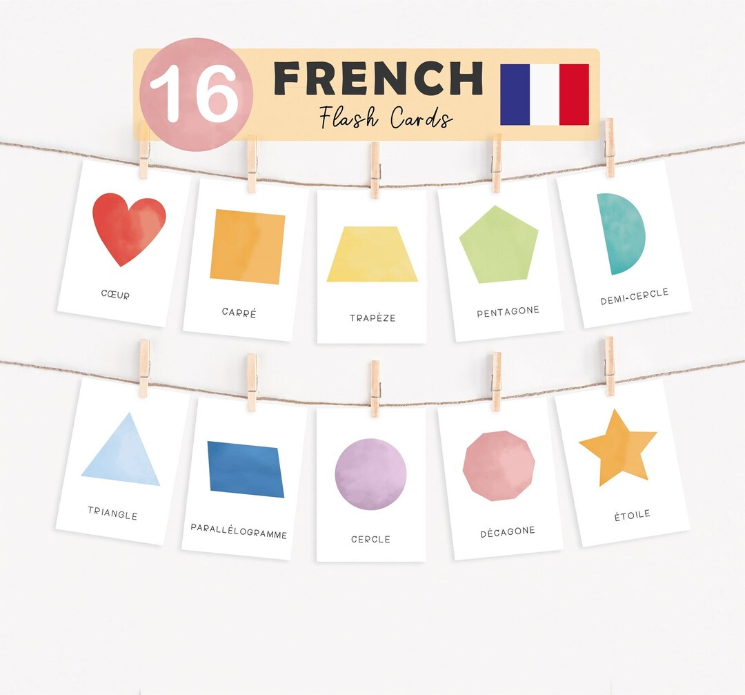 French Shapes Flashcards Printable Flashcards for Kids French Classroom ...