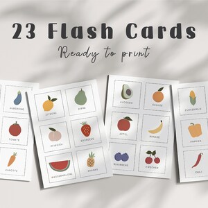 German Flashcards Fruits Print Vegetables Poster German Language German ...