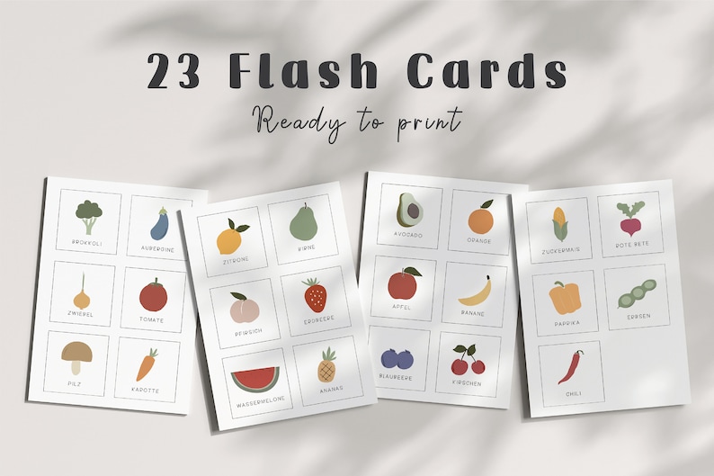 German Flashcards Fruits Print Vegetables Poster German Language German ...