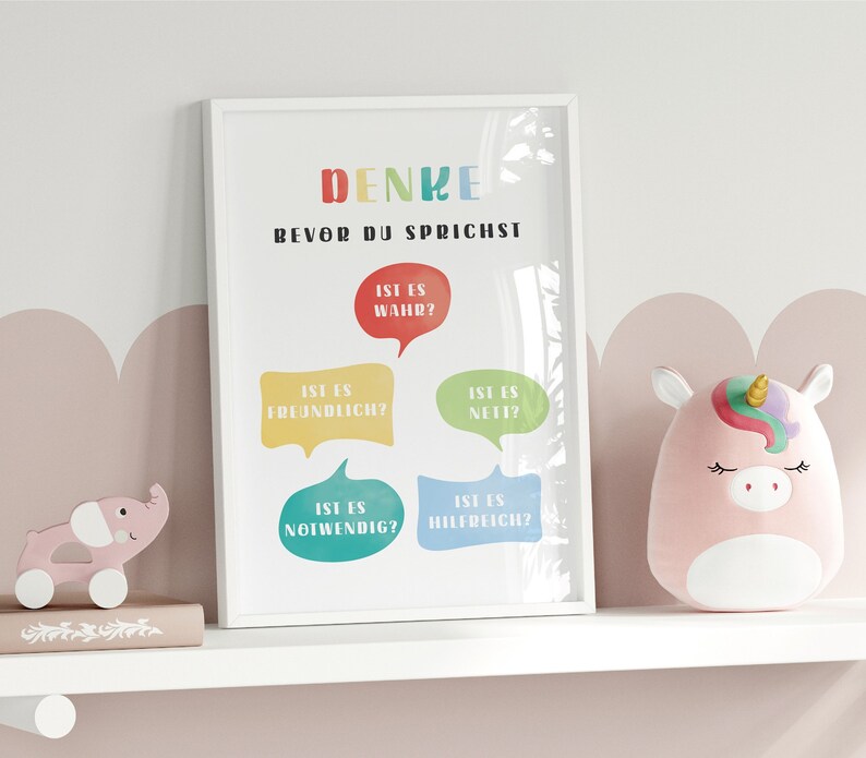 German Positive Affirmations for Kids Motivational Poster Daily ...