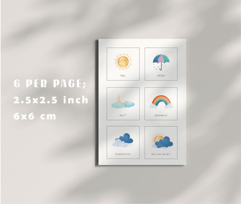Norwegian Weather Flash Cards Weather Flashcards for Kids Norwegian ...
