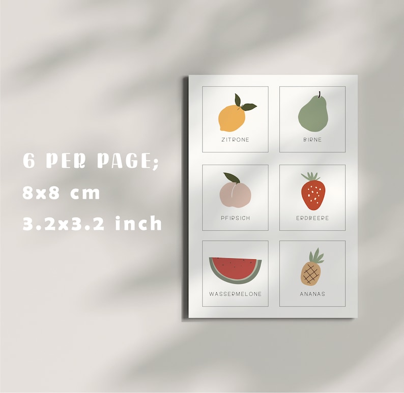 German Flashcards Fruits Print Vegetables Poster German Language German ...