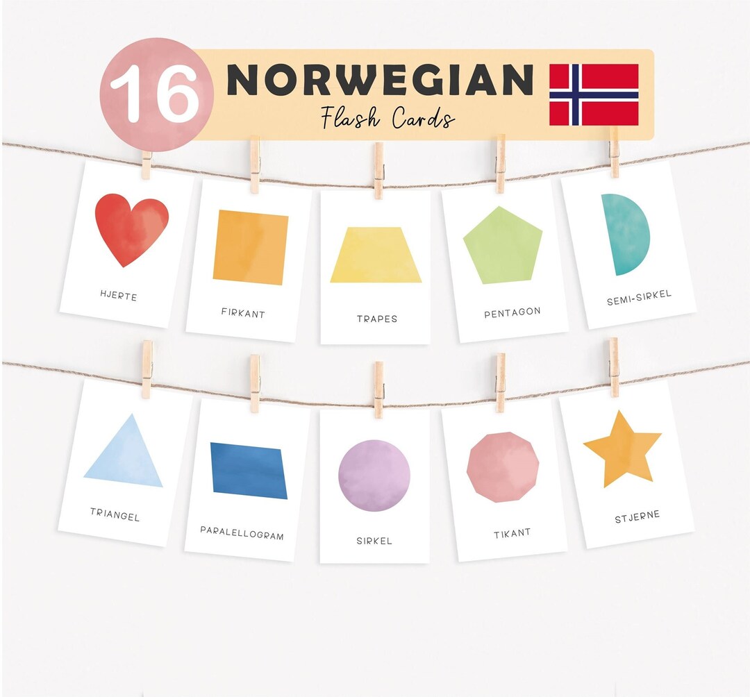 Norwegian Shapes Flashcards for Kids Norway Preschool Education ...