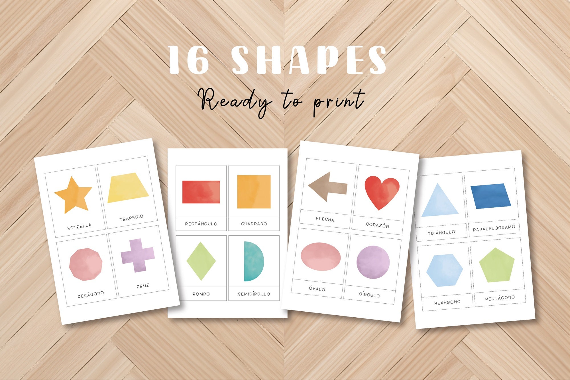 Spanish Shapes Flashcards for Kids Educational Flash Cards Spanish ...