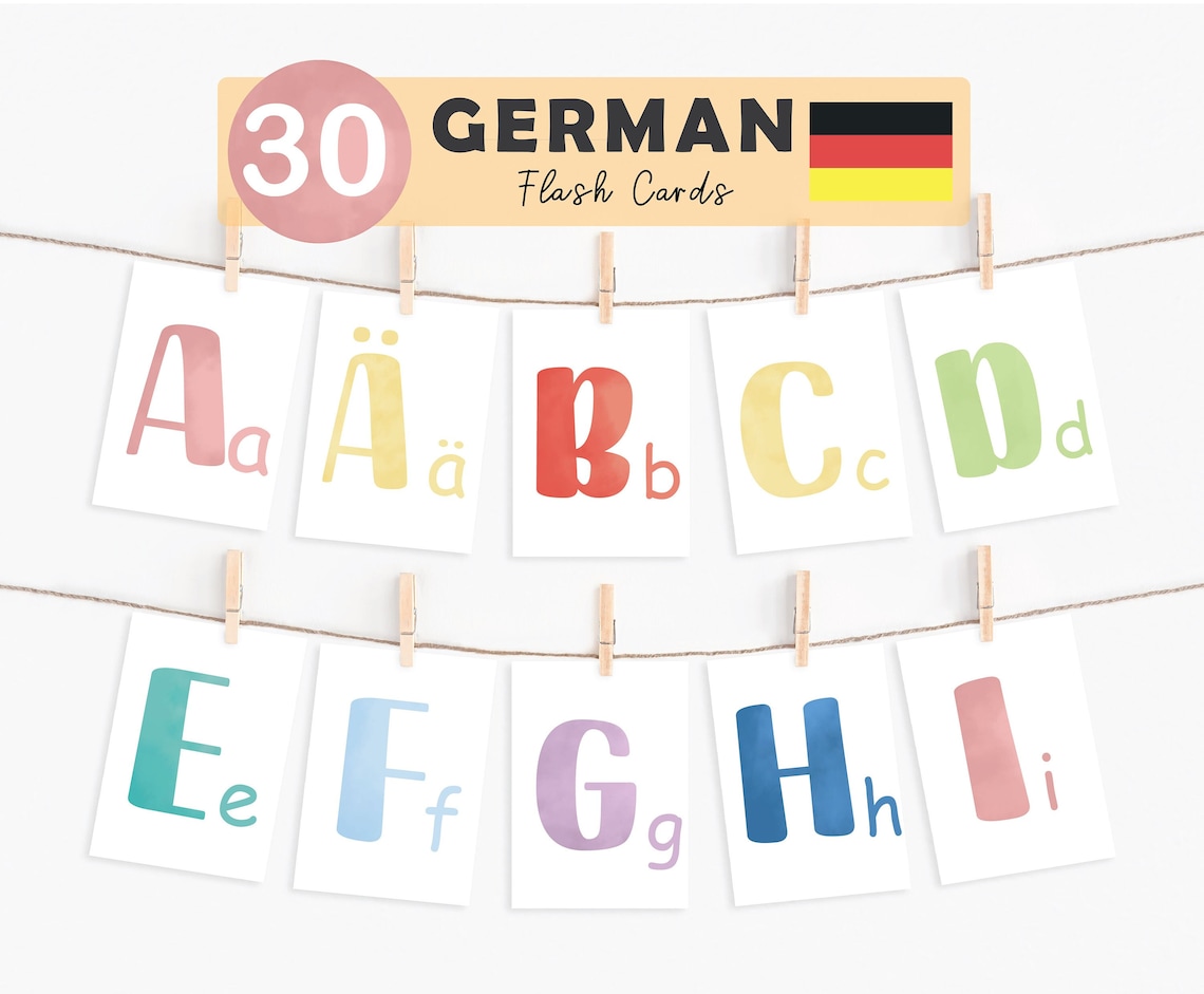 German Alphabet Letters Flash Cards German Language German Kids ...
