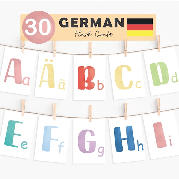 German Alphabet Flash Cards - Etsy