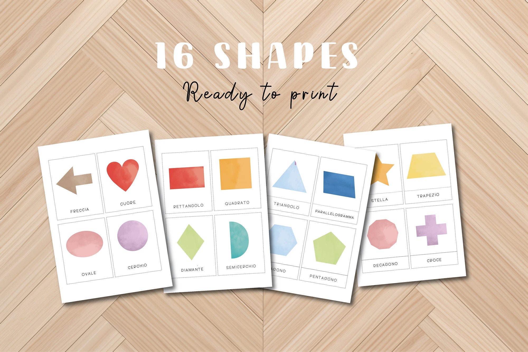 Italian Shapes Flashcards for Kids Flashcards Italian Language Italian ...