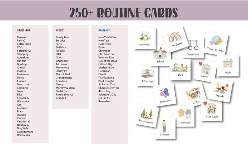Kids Visual Routine Cards | Chore Chart & Weekly Planner | Autism ...