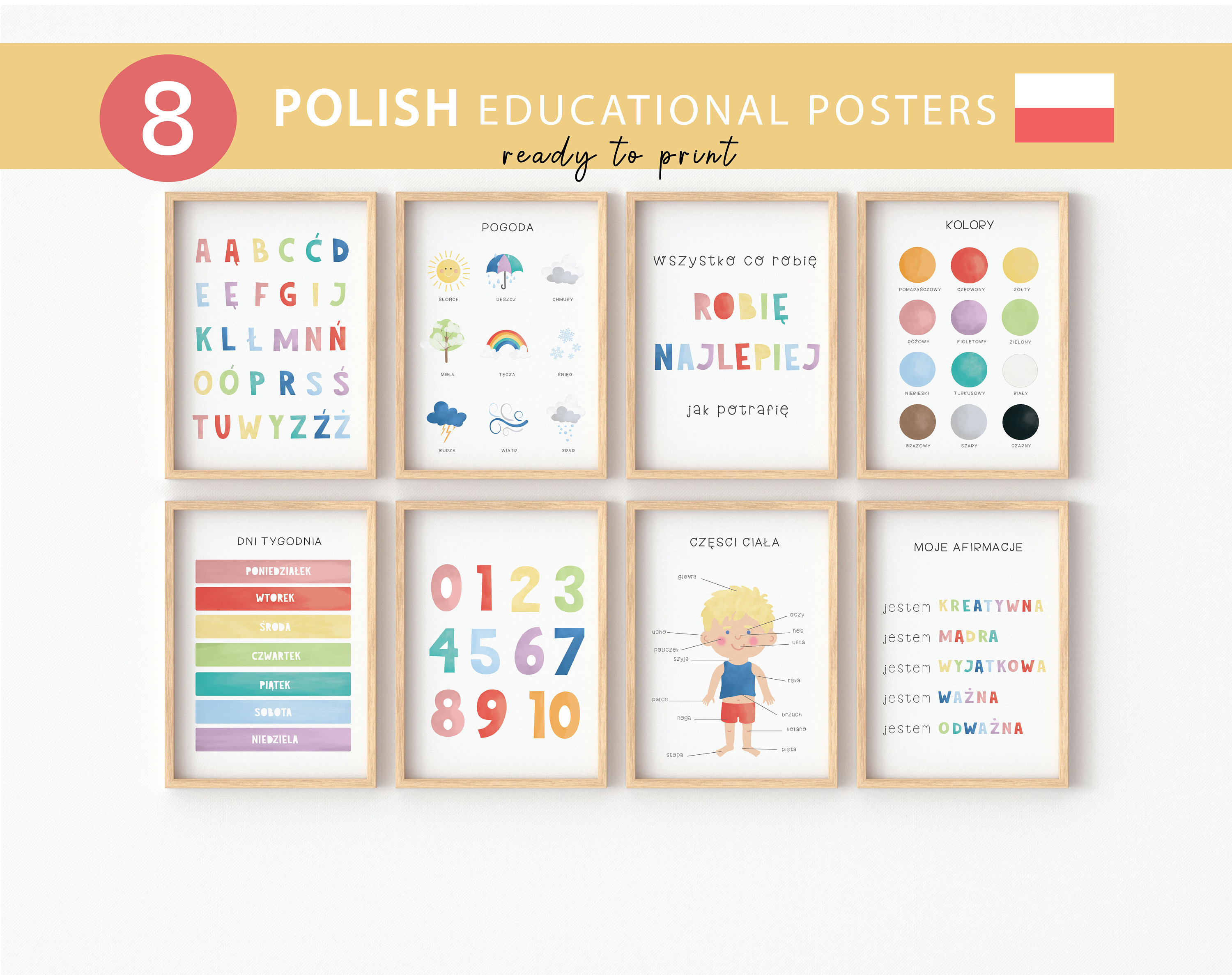 Polish Posters, Polish Language Kids Education With Positive ...