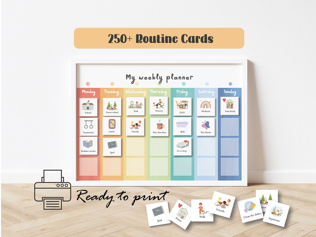 Weekly Schedule Kids Visual Planner Routine Cards Visual Calendar ...
