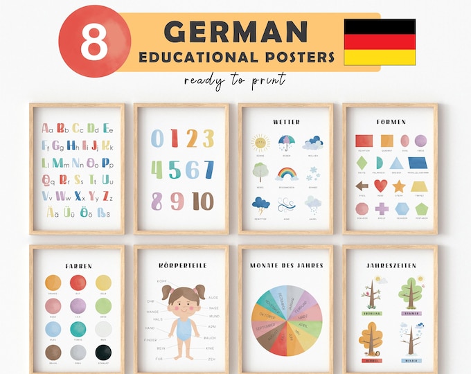 Months of the Year Print German Poster Year Chart Lernkalender Month ...