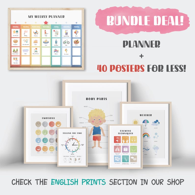 Kids Visual Weekly Planner – Routine Chart for Toddlers, Autism ...