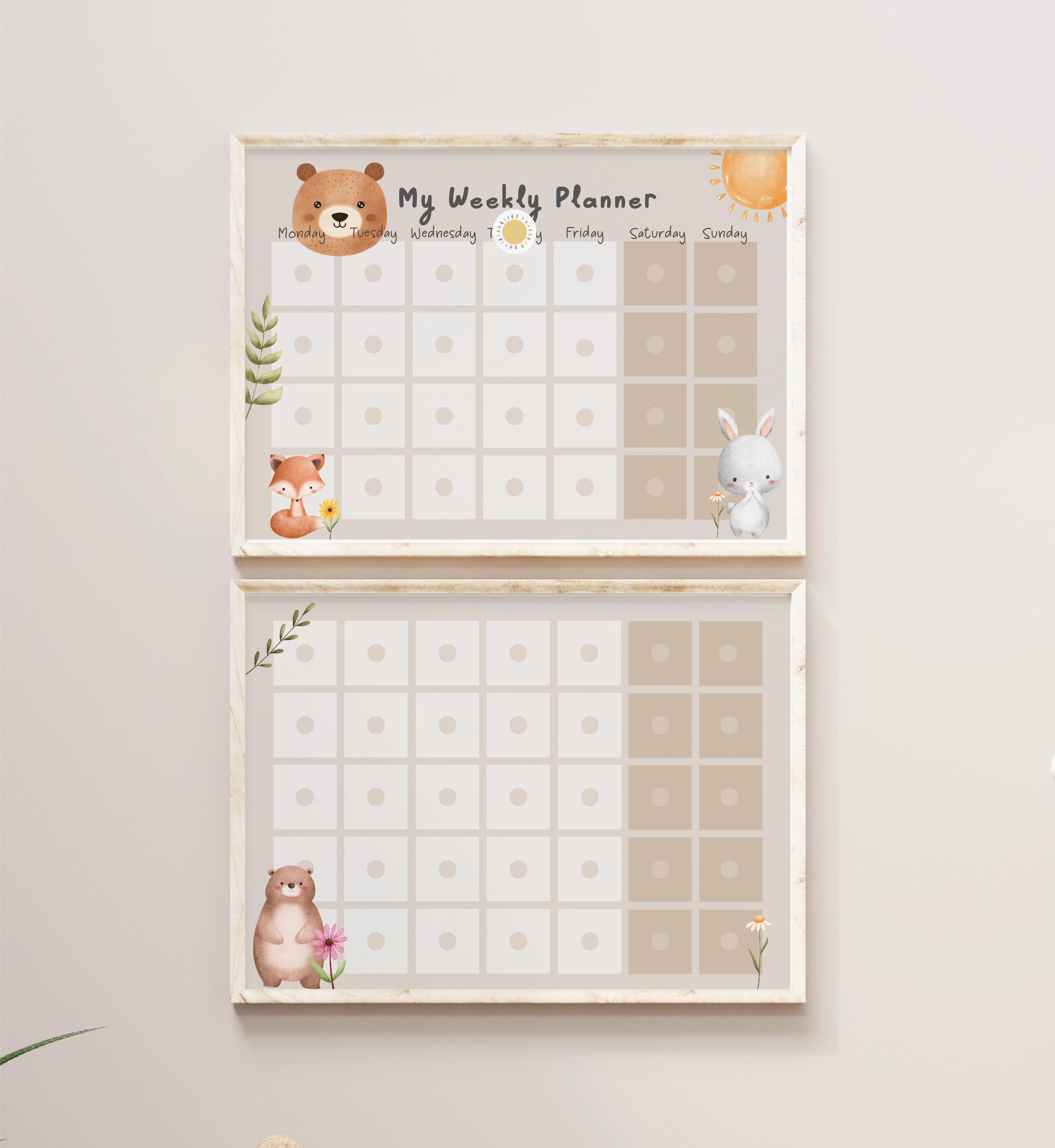 Weekly Planner Visual Chart for Kids Routine Cards Visual Calendar ...