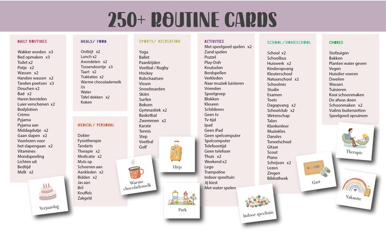 Dutch Kids Planner Visuele Planner Routine Kaarten Voor Kinderen Met ...