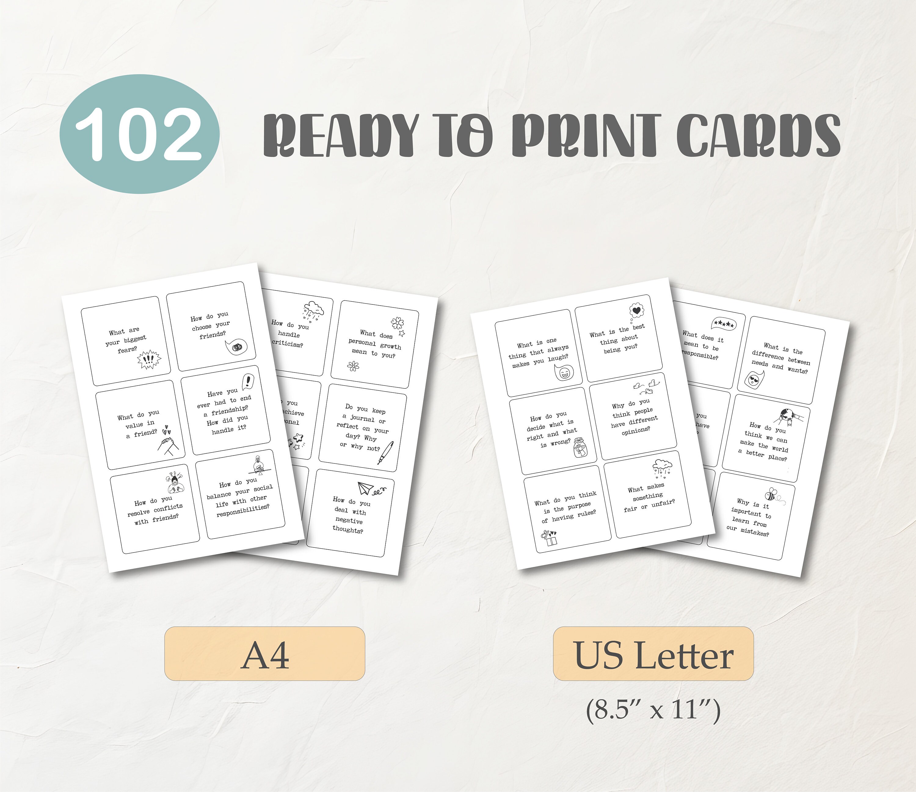 Teens Conversation Cards Teen Mental Health Teens Therapy Tools for ...