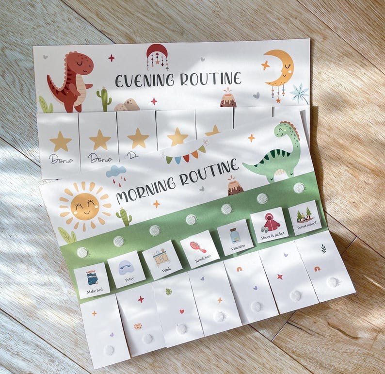 Daily Routine Flip Chart Kids Visual Routine Cards Daily Rhythm Chore ...